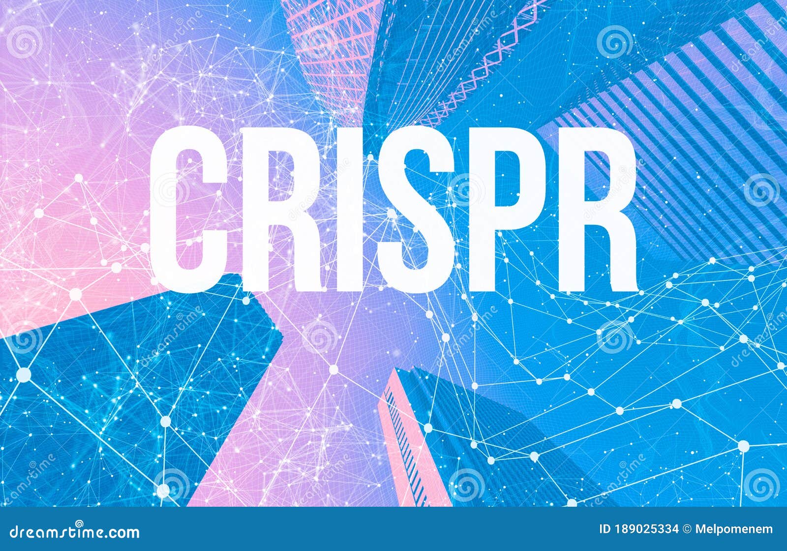 Crispr Theme With Abstract Network Patterns And Skyscrapers Royalty ...