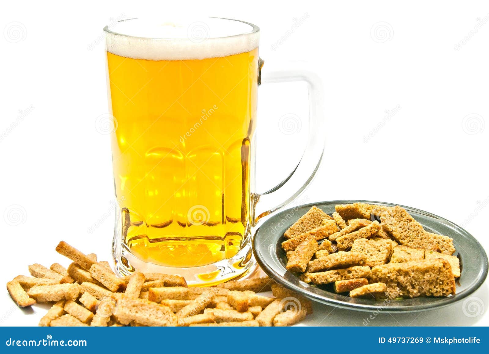 Crisps and Glass of Beer on White Stock Image - Image of grain, golden ...
