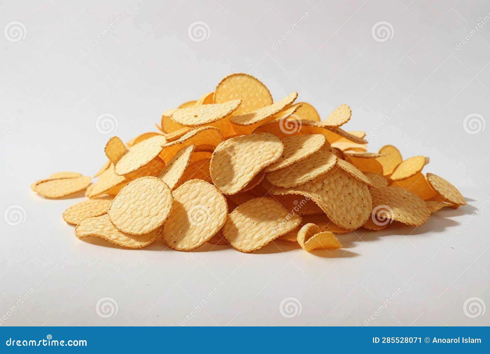 Crisps in a Small Pile Isolated on a White Background Stock ...