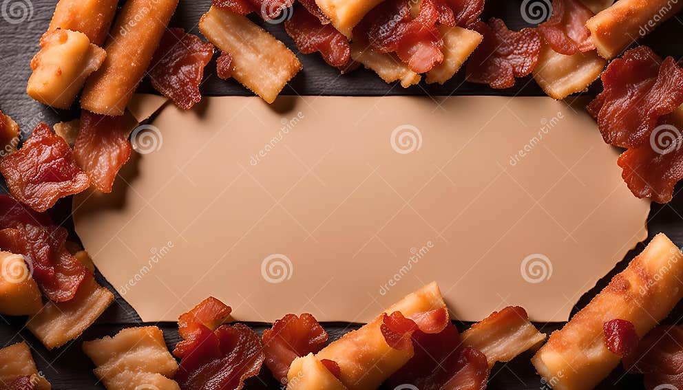 Crispy Bacon Border on a Tan Background Stock Image - Image of frame ...