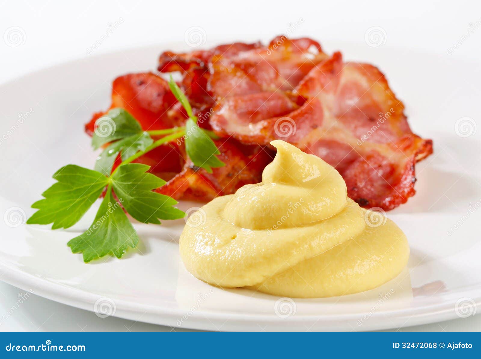 Crispy bacon with mustard stock photo. Image of mustard - 32472068