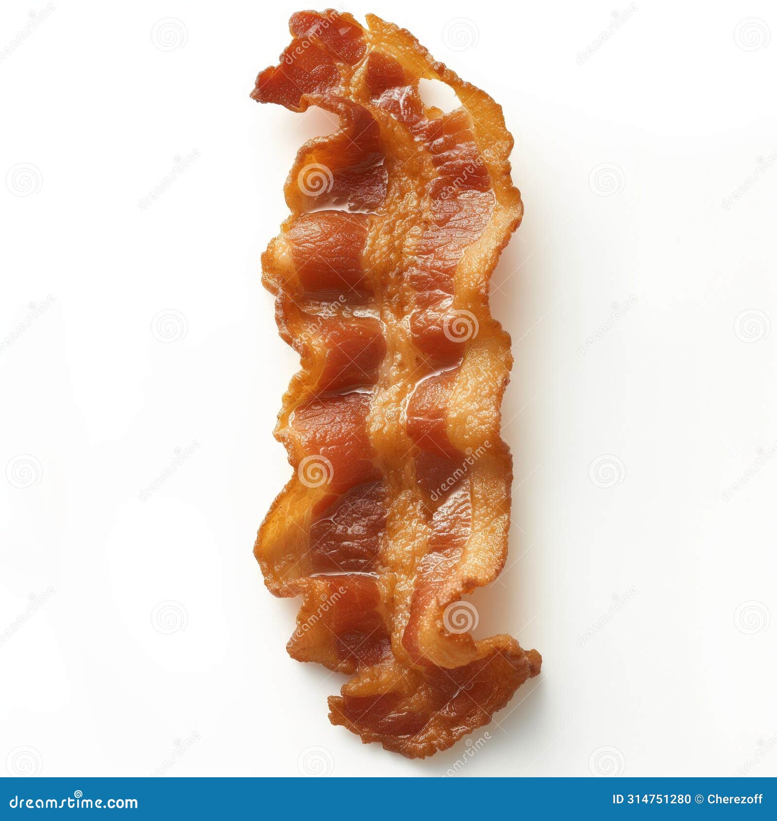Crispy Bacon Strip on White Background Stock Photo - Image of pork ...