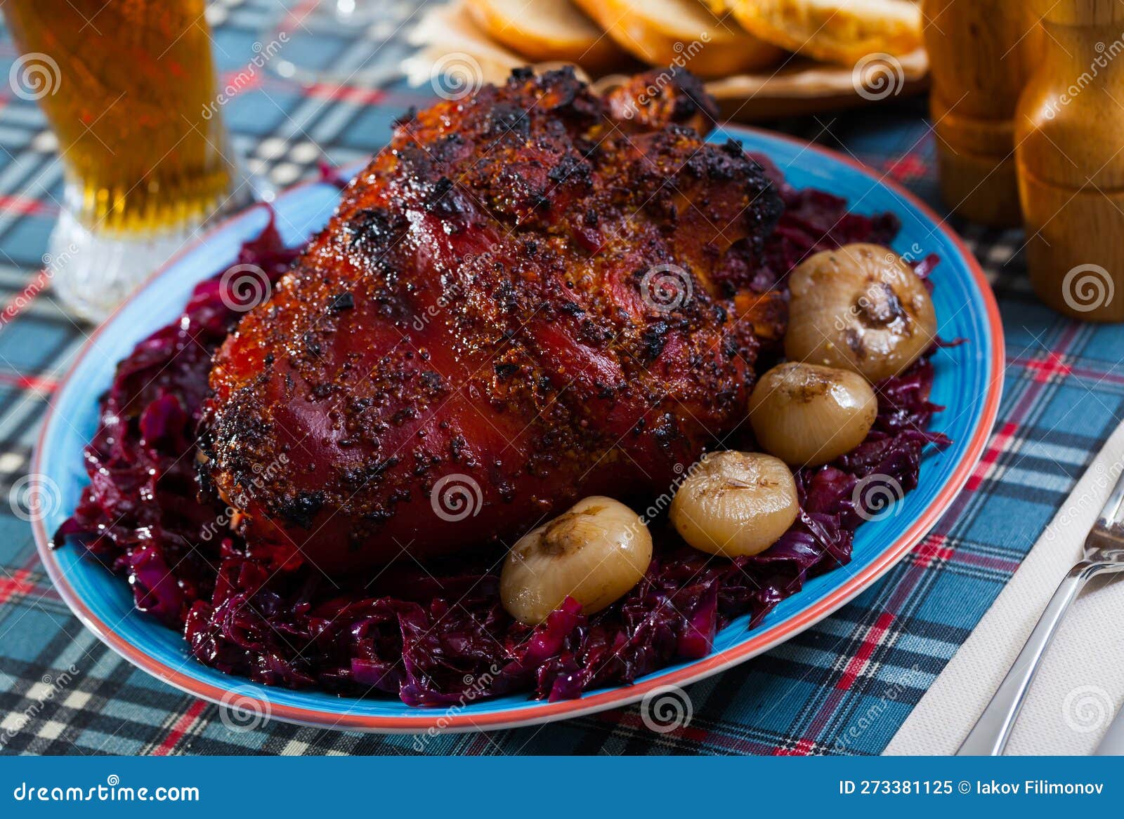 Roasted Pork Knuckle with Braised Cabbage Stock Image - Image of ... Roasted Pork Knuckle with Braised Cabbage Stock Image - Image of ...