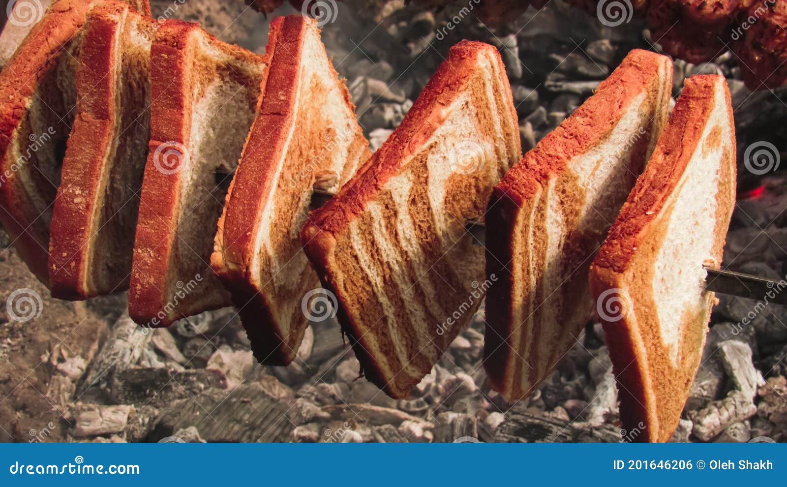 Toasted Bread Over the Fire Stock Photo - Image of roasted, fish: 201646206