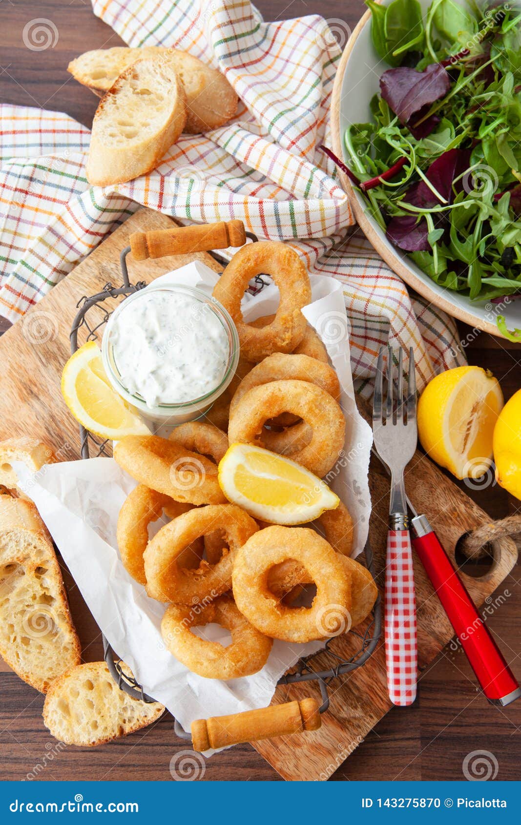 Crispy Breaded Calamari Rings Stock Photo - Image of dishes, galic ...
