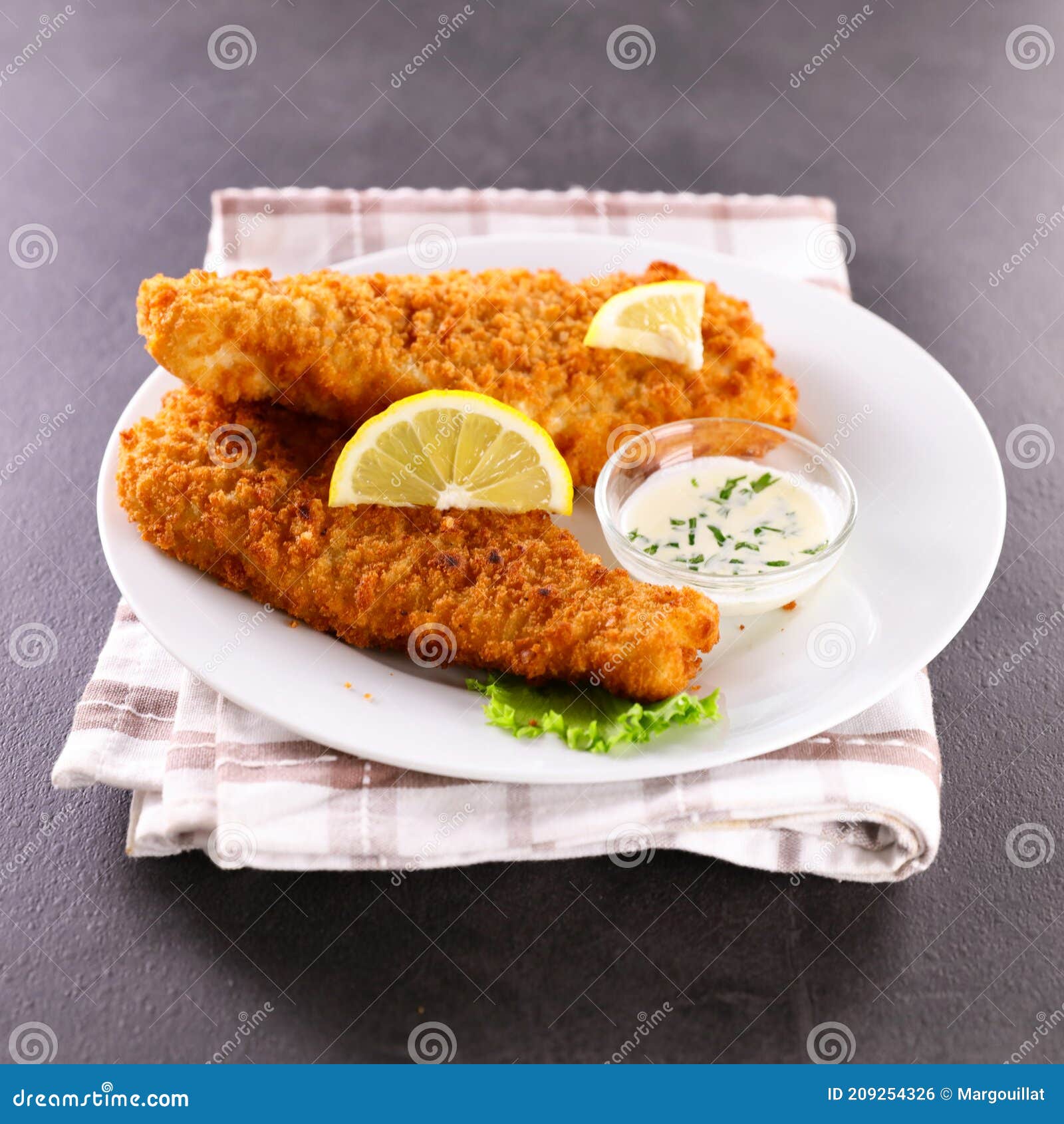 Crispy breaded fish fillet stock photo. Image of lunch - 209254326