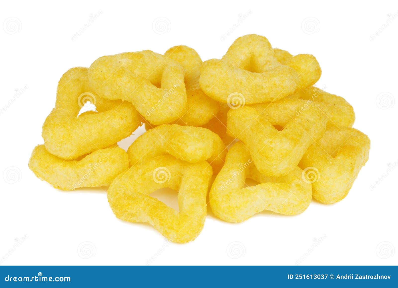 Crispy Cheese Snacks on a White Background, Salted Corn Rings Stock ...