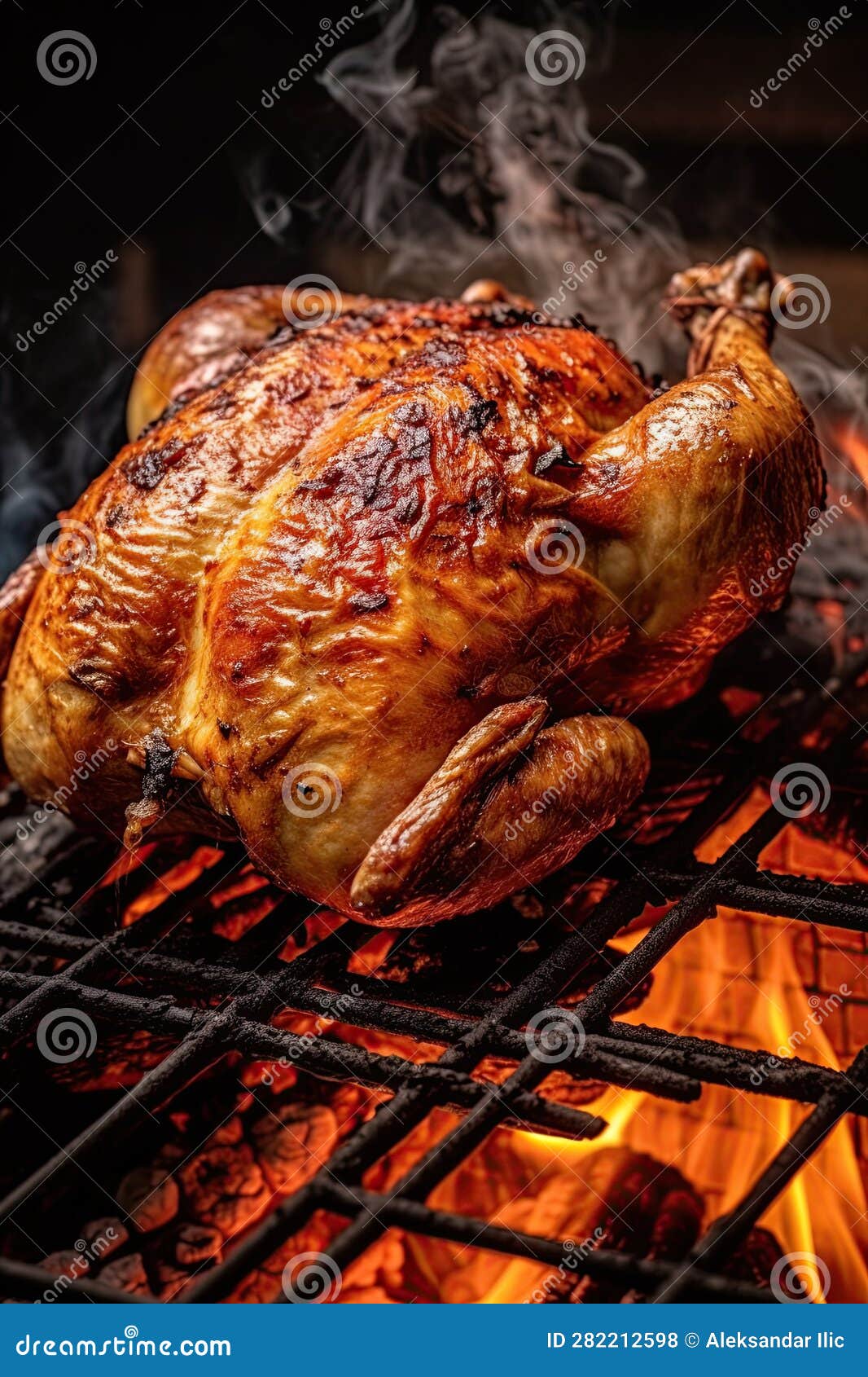 Crispy Chicken on Barbecue Cooked Over the Fire. Ai Generative Image ...