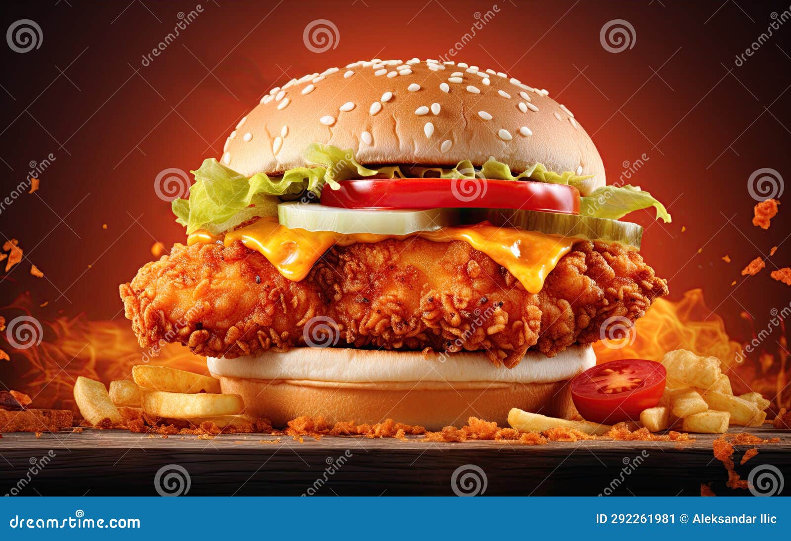 Crispy Chicken Burger. Generative Ai Image Stock Image - Image of crispy, epicure: 292261981
