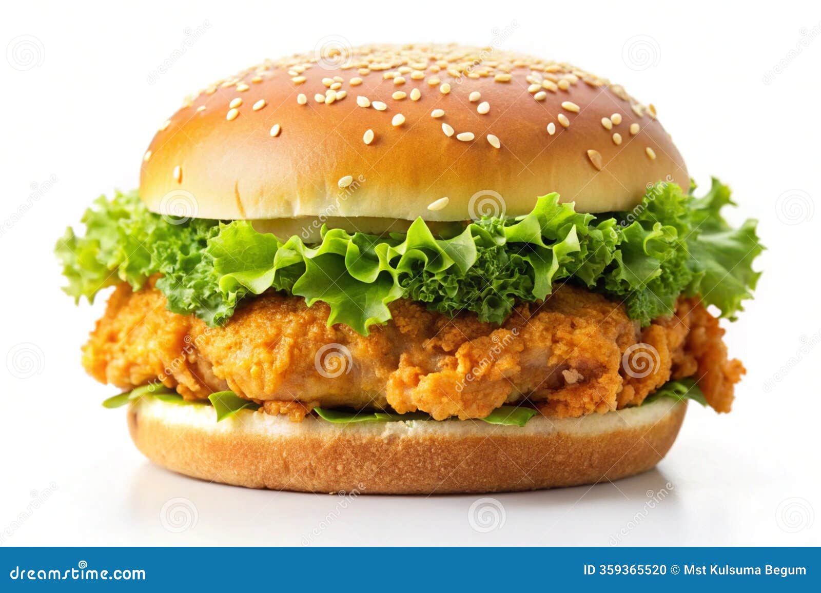 Crispy Chicken Burger Isolated on White Background Stock Illustration ...