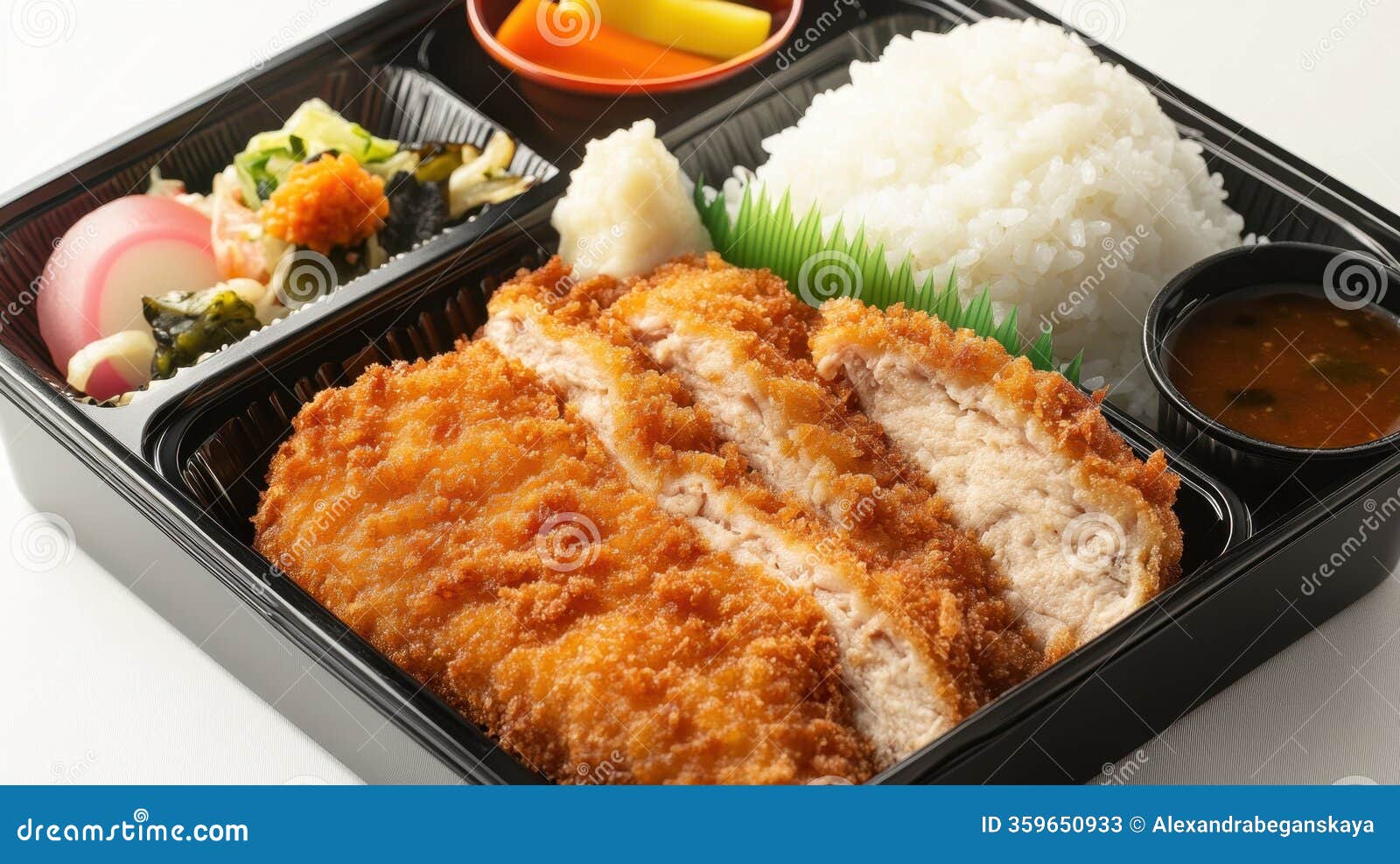 Crispy Chicken Katsu Bento with Rice and Vegetables Stock Illustration ...