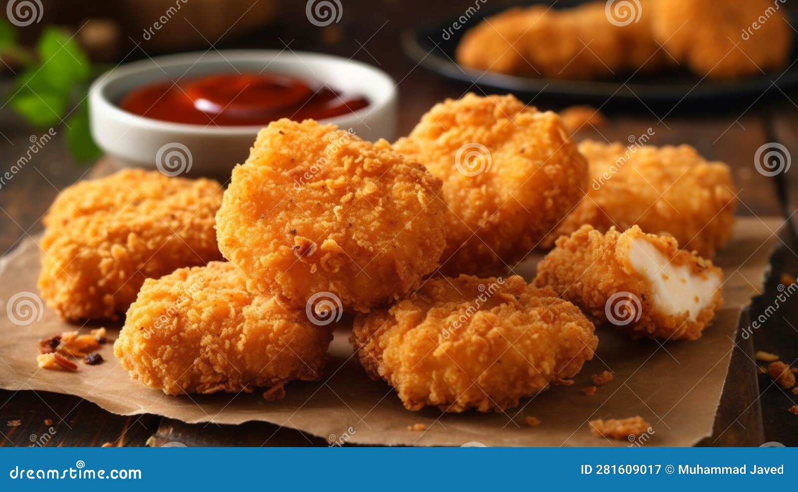 Crispy chicken nuggets stock illustration. Illustration of delicious - 281609017