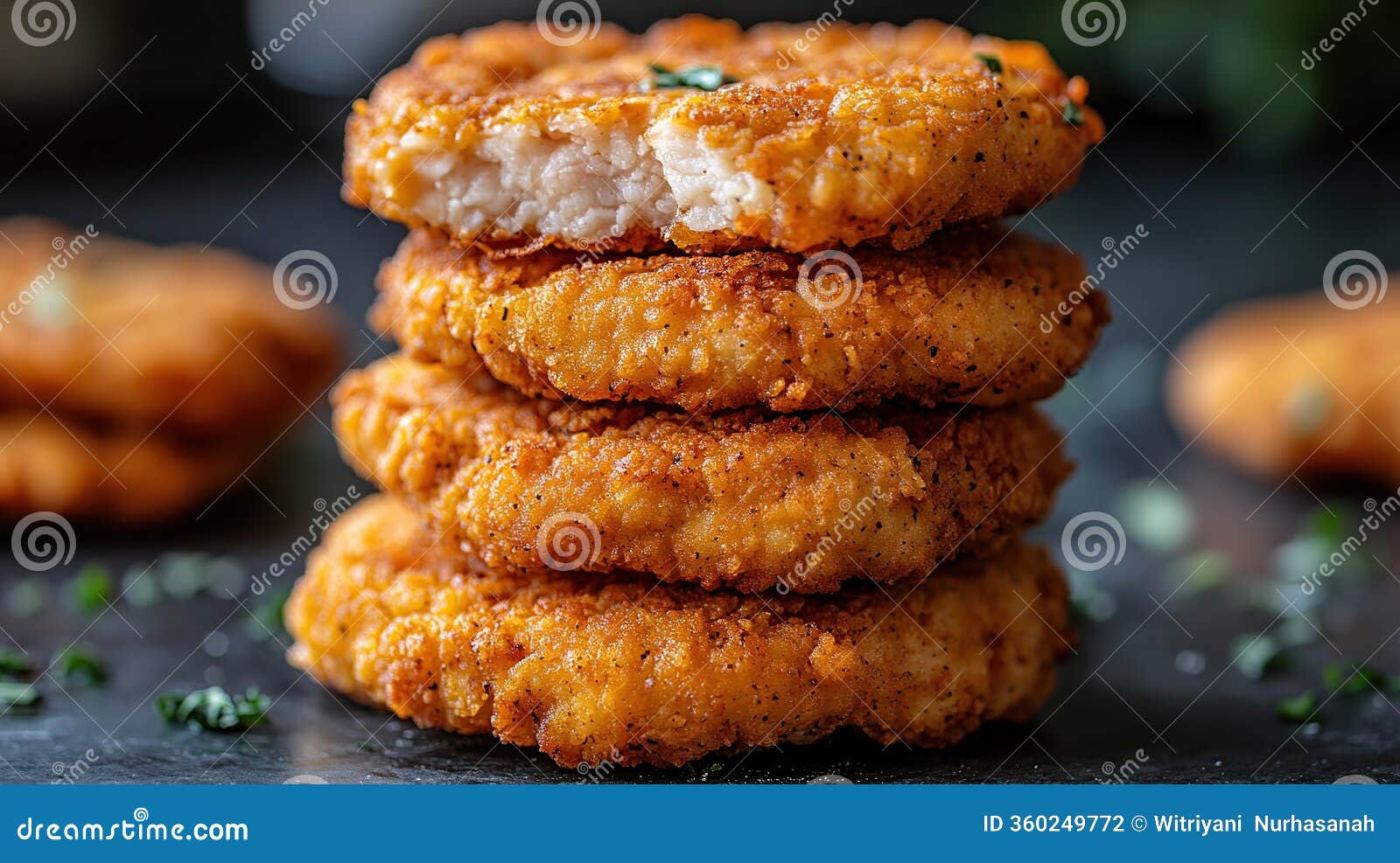 Crispy Chicken Patties Stack Kitchen Counter Stock Photo - Image of ...