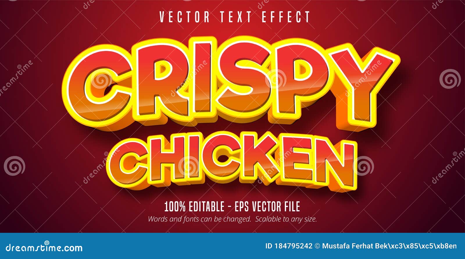 Crispy Chicken Text, Comic Style Text Effect Stock Vector ...