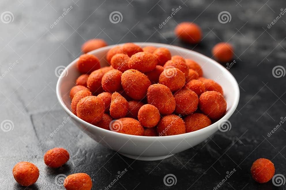 Crispy Chilli, Lime Peanuts Snacks in Bowl. Delicious Snack Stock Photo ...