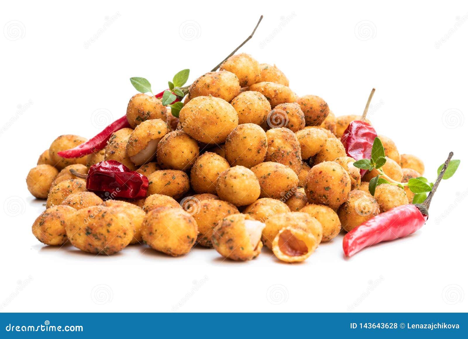 Crispy Chilli Peanuts Snacks Isolated on White Stock Photo - Image of ...