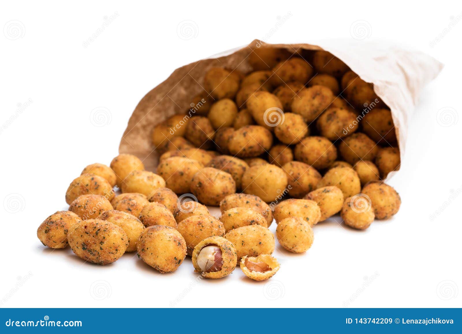 Crispy Chilli Peanuts Snacks Paper Bag Isolated on White Stock Image ...