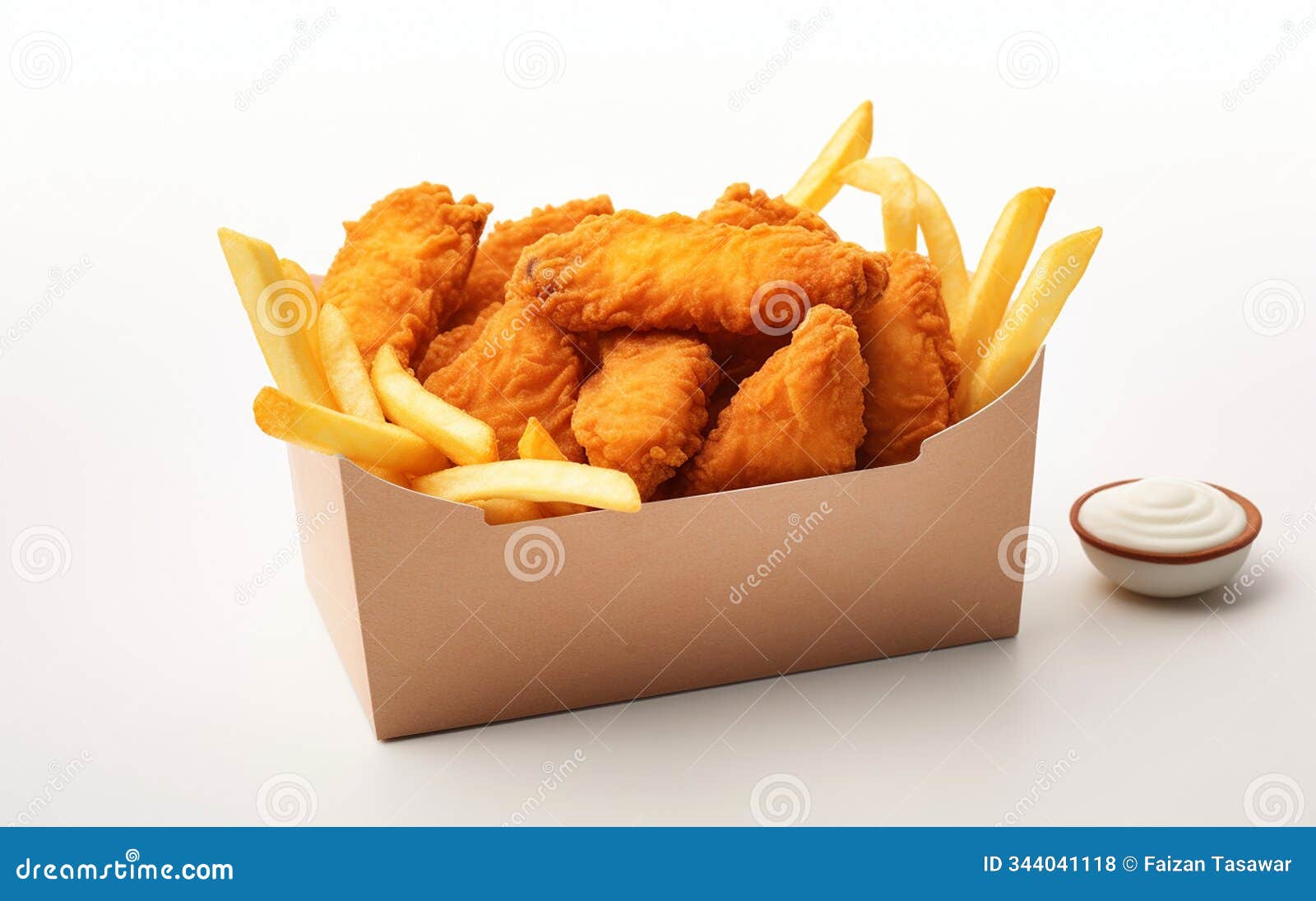 Crispy Chips and Chicken Box on Clean White Surface Stock Illustration ...