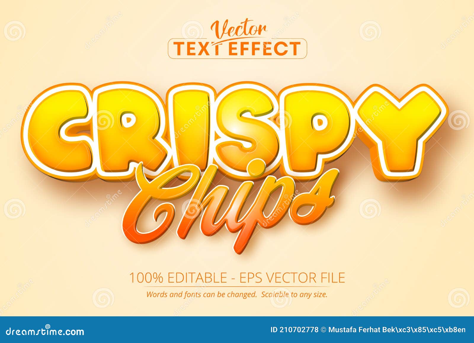 Crispy Chips Text, Cartoon Style Editable Text Effect Stock Vector ...