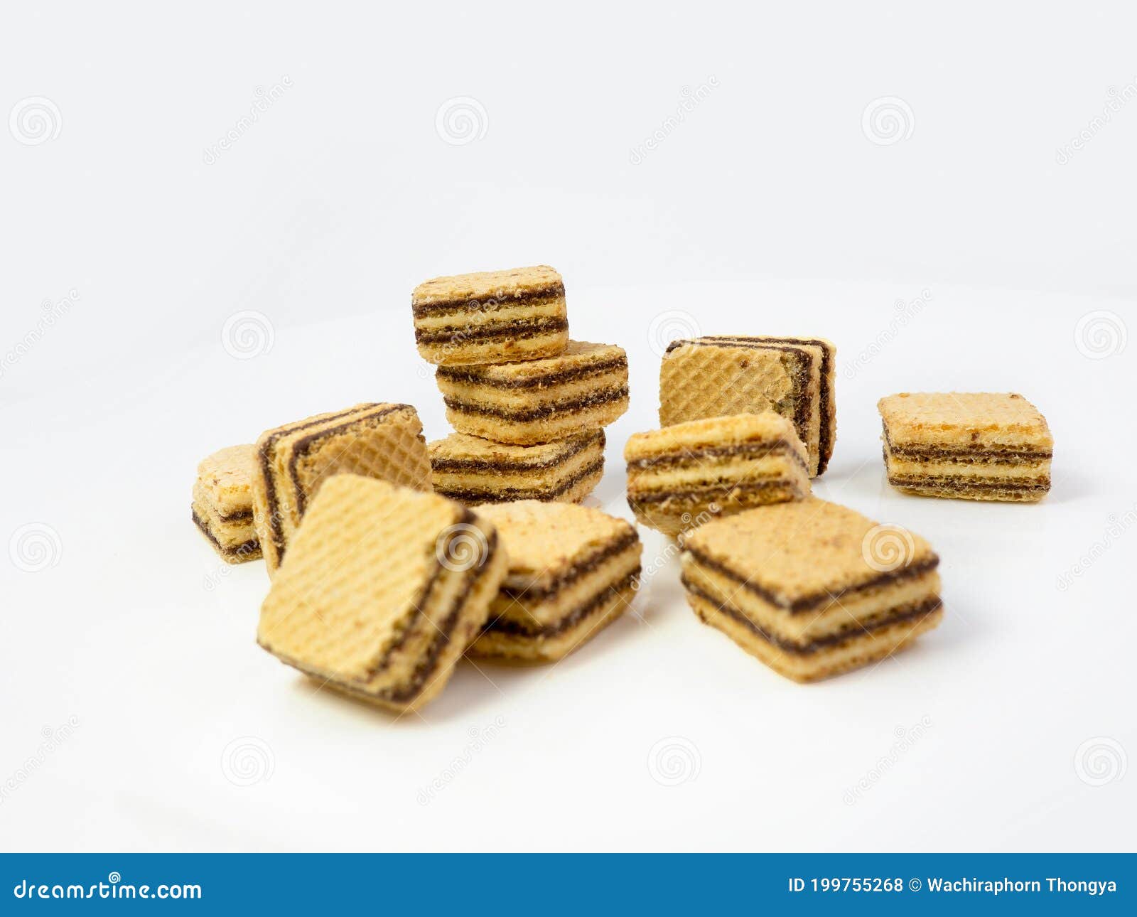 Crispy Chocolate Wafer Flavor, Square Wafer Biscuits on White Stock ...