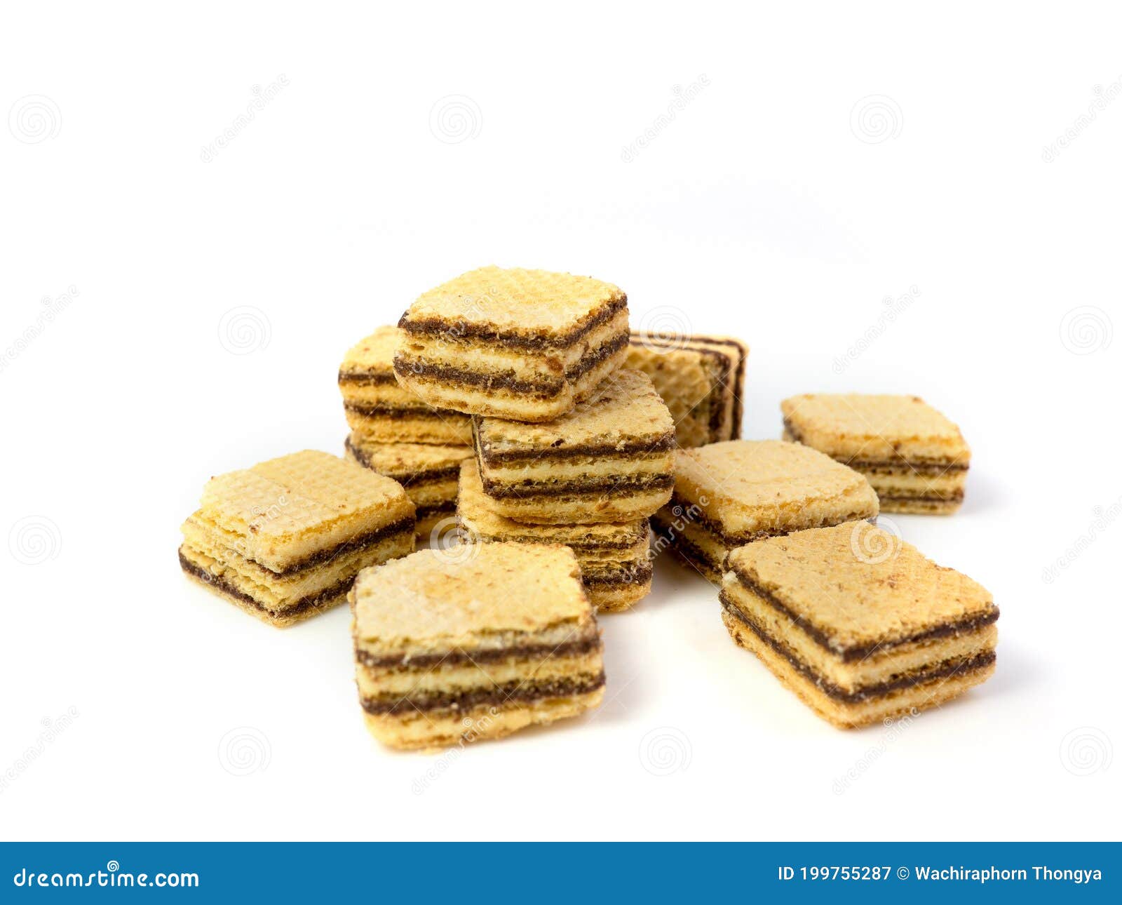 Crispy Chocolate Wafer Flavor, Square Wafer Biscuits on White Stock ...