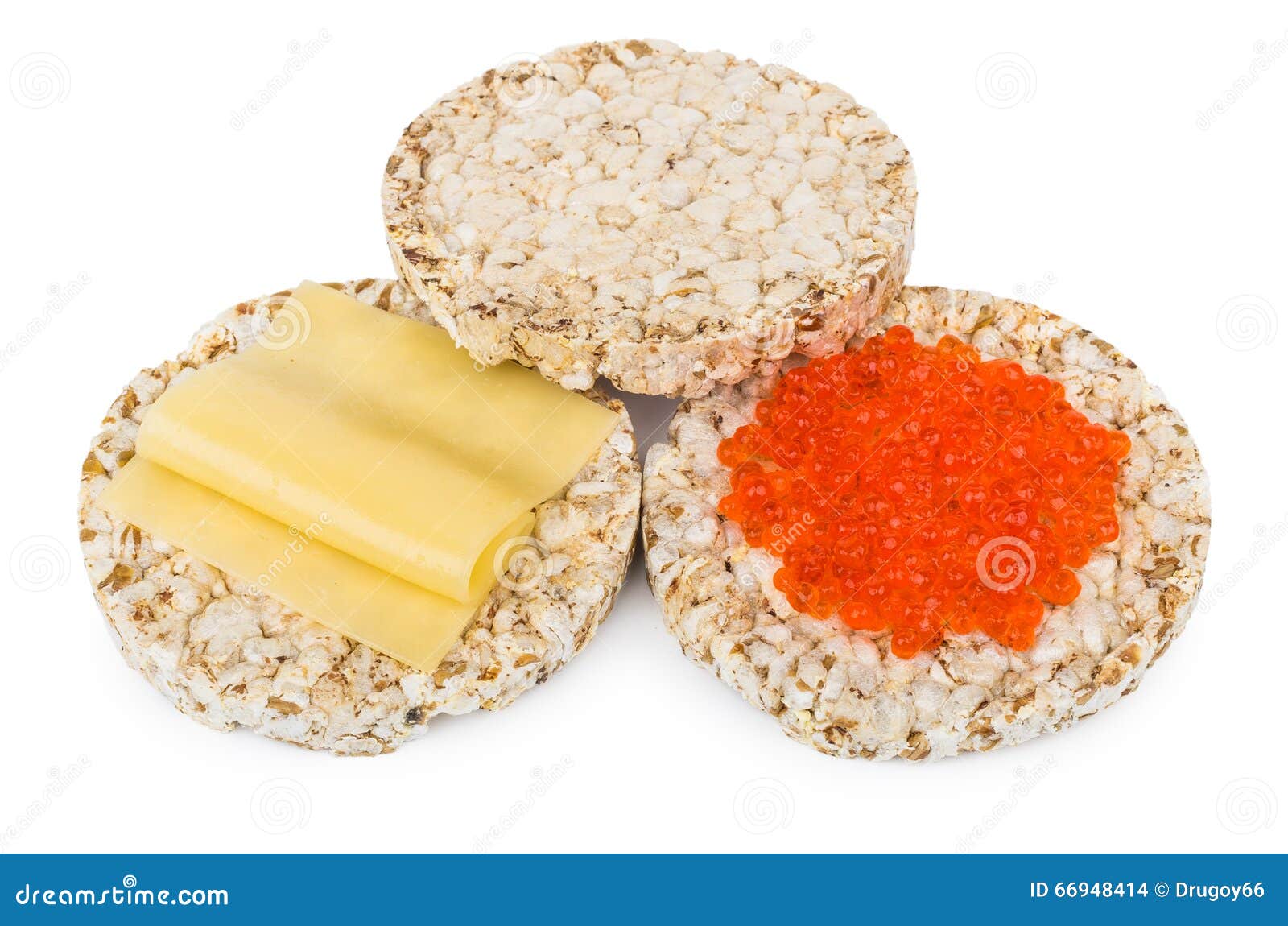 Crispy Corn Bread with Red Caviar and Cheese on White Stock Photo ...