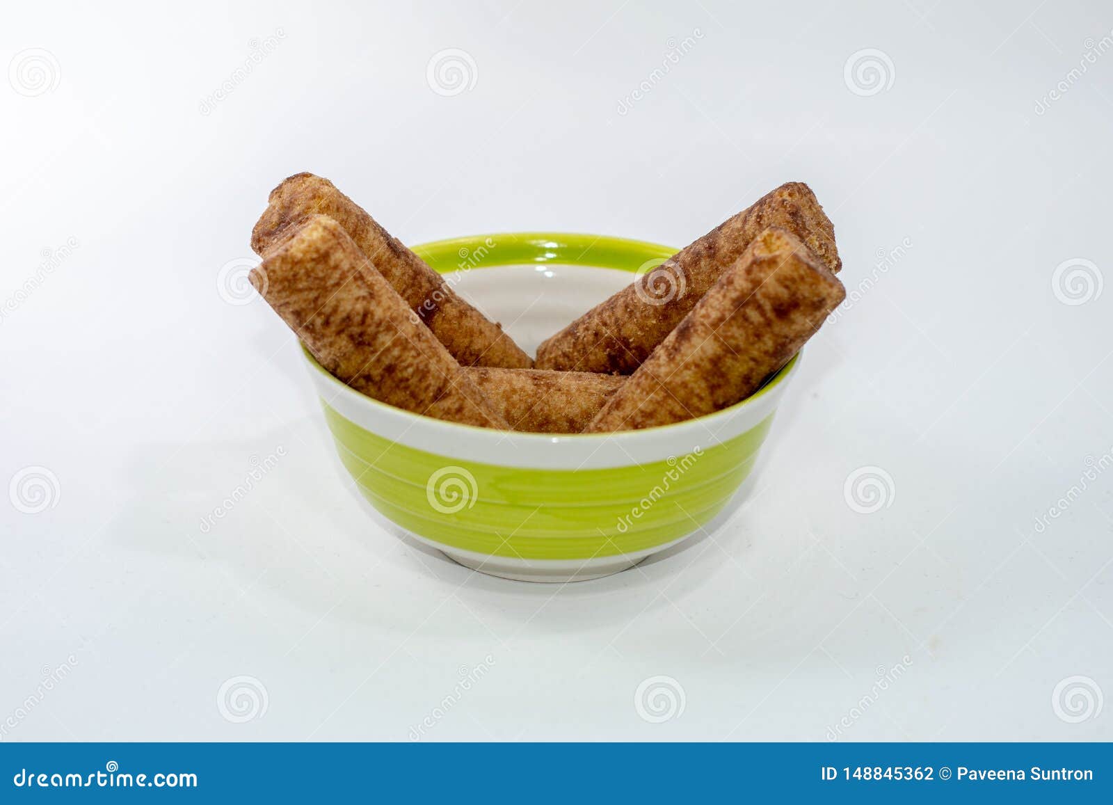 Crispy Corn Starch Coated with Chocolate on a Green Cup Stock Photo ...