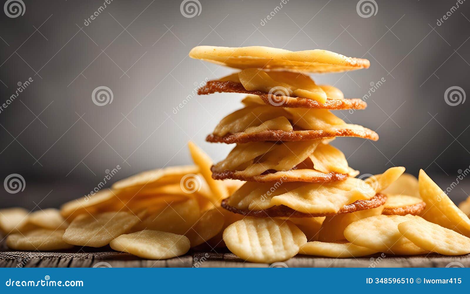 Crispy Crackers and Chips Stack Stock Illustration - Illustration of ...