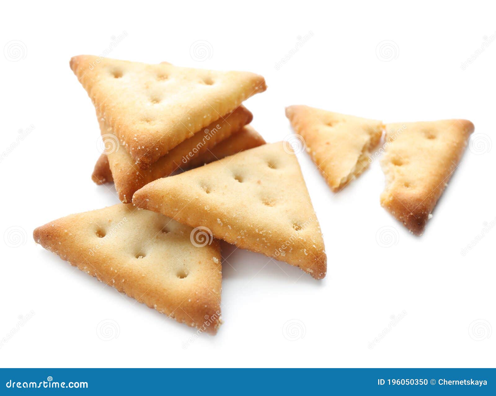 Crispy Crackers Isolated on White. Delicious Snack Stock Photo - Image ...