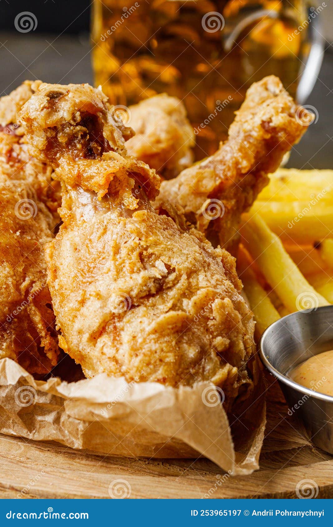 Crispy Deep-fried Chicken Drumsticks on a Black Background Stock Image ...