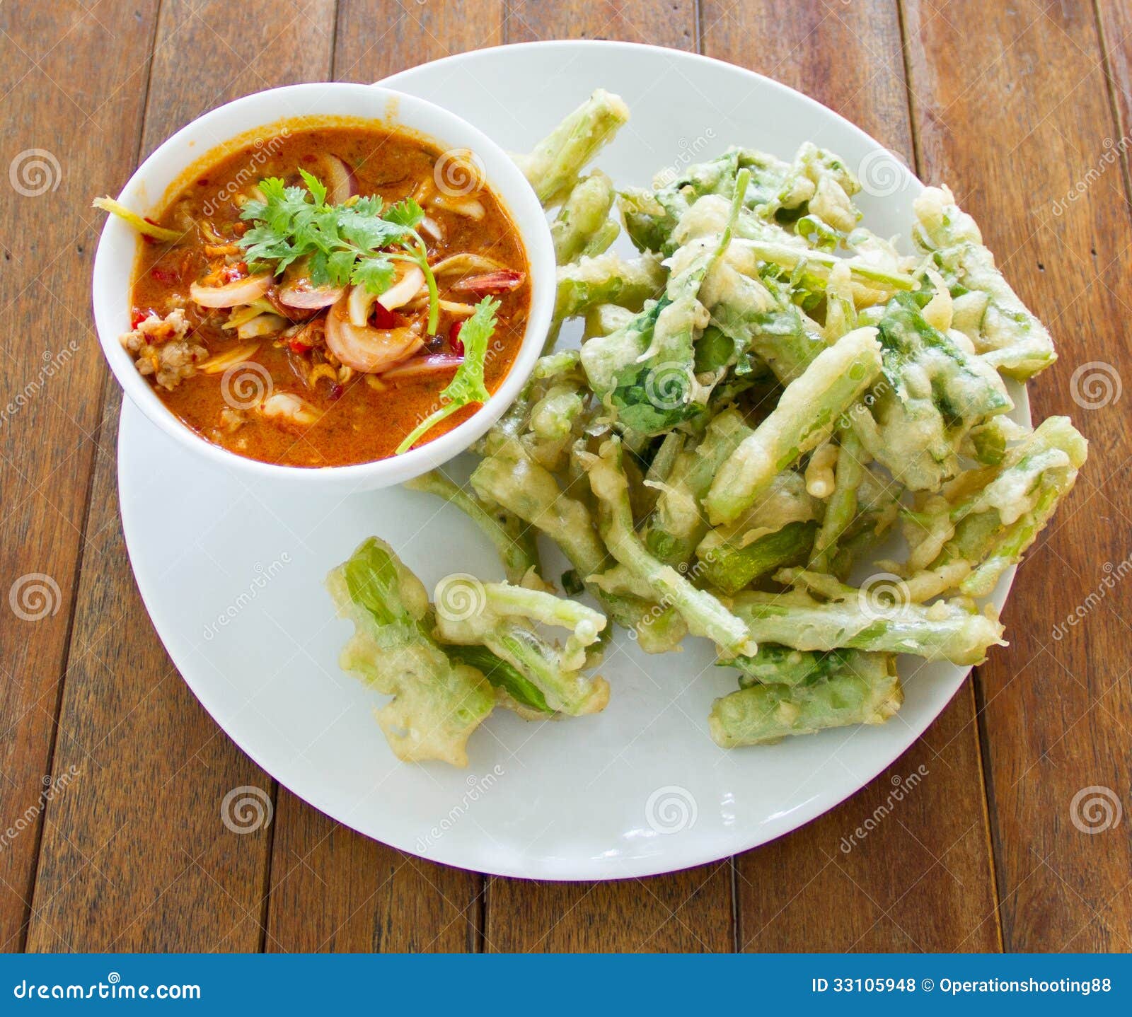 Crispy Deep Fried Morning Glory Stock Photo - Image of famous, garlic ...