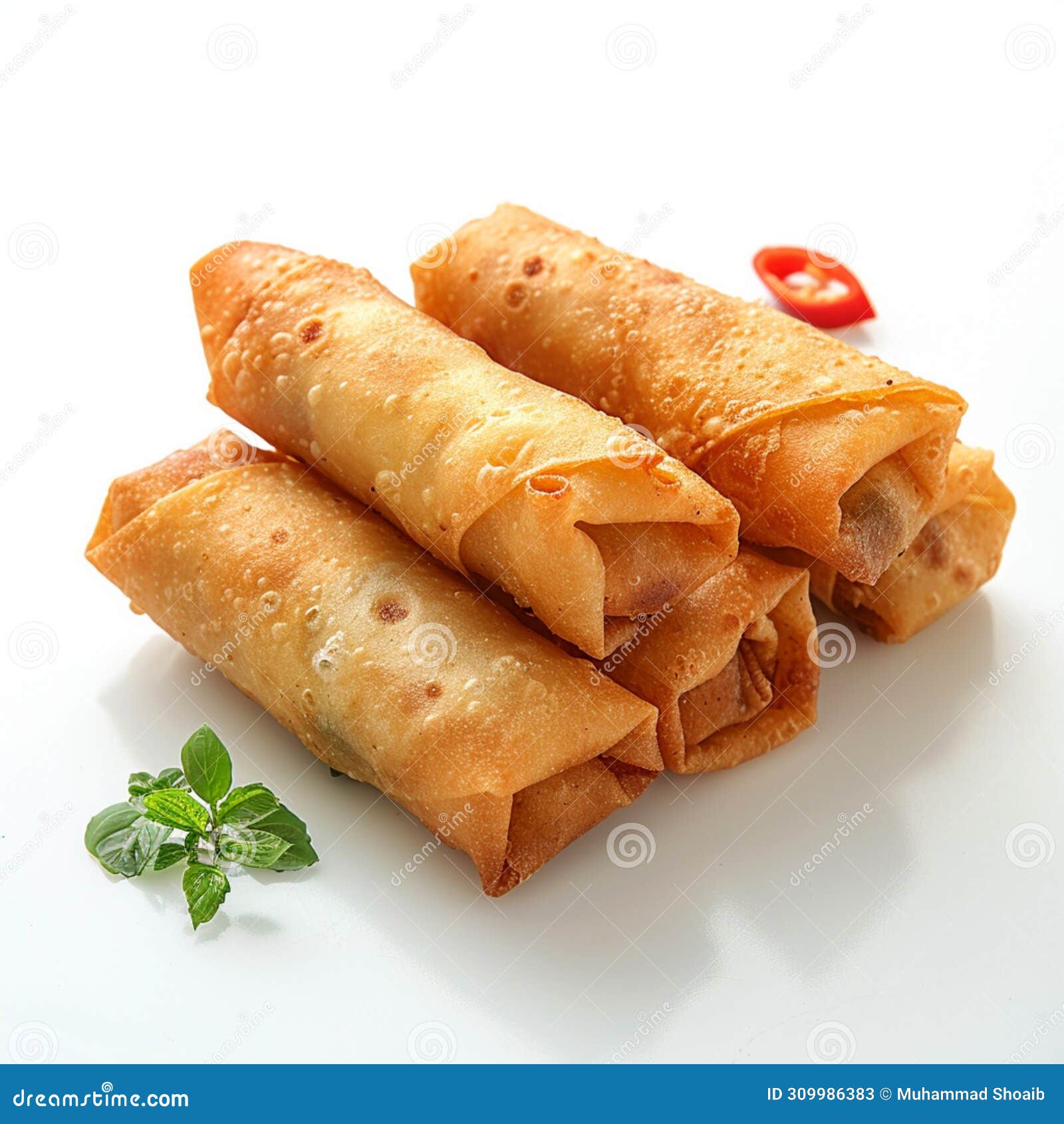 Crispy Deep Fried Spring Roll on White Background, Perfect Appetizer ...