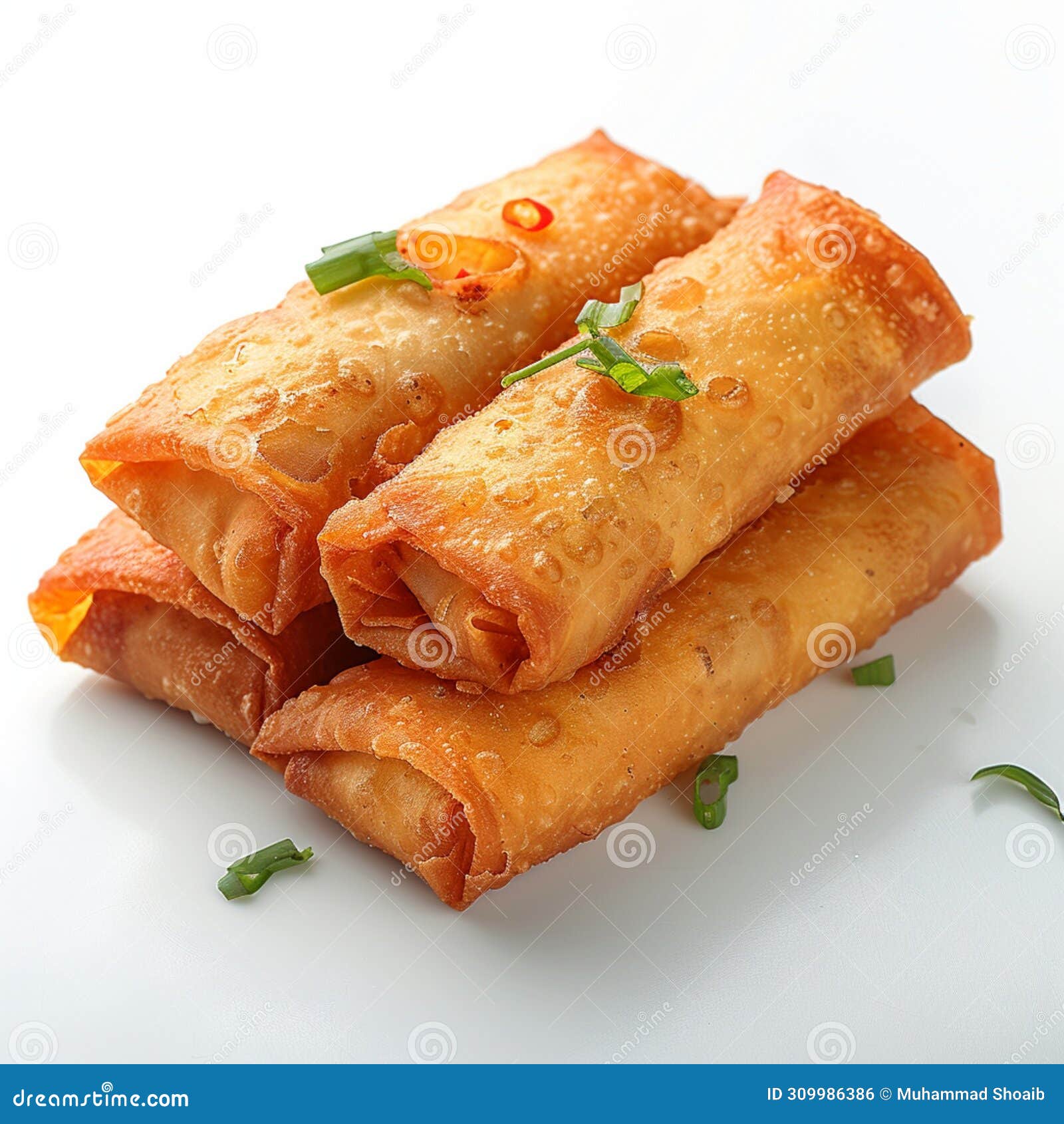 Crispy Deep Fried Spring Roll on White Background, Perfect Appetizer ...