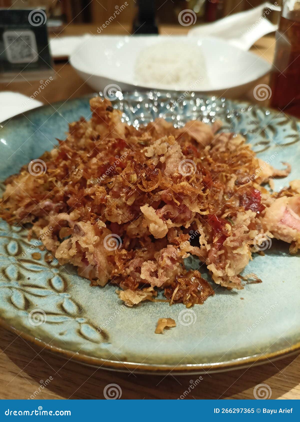 Crispy Deep Fried Squid with Crispy Shallot and Chili Stock Image ...