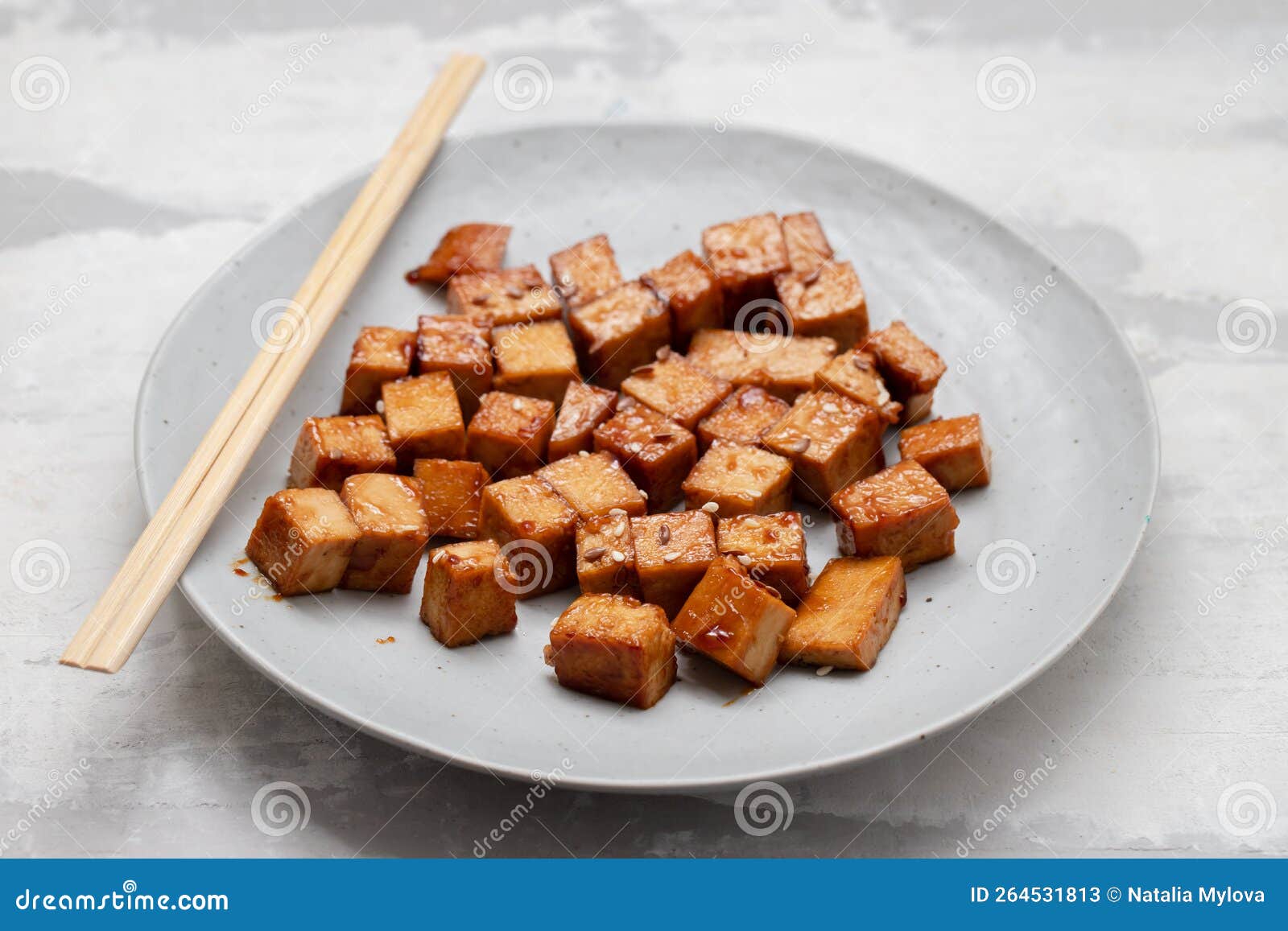 Crispy Deep Stir Fried Tofu Cubes on Small Dish Stock Image - Image of ...