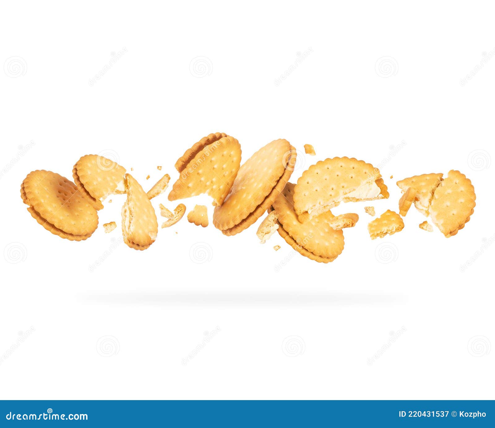 Crispy Delicious Biscuits Crushed into Pieces in White Space Stock ...