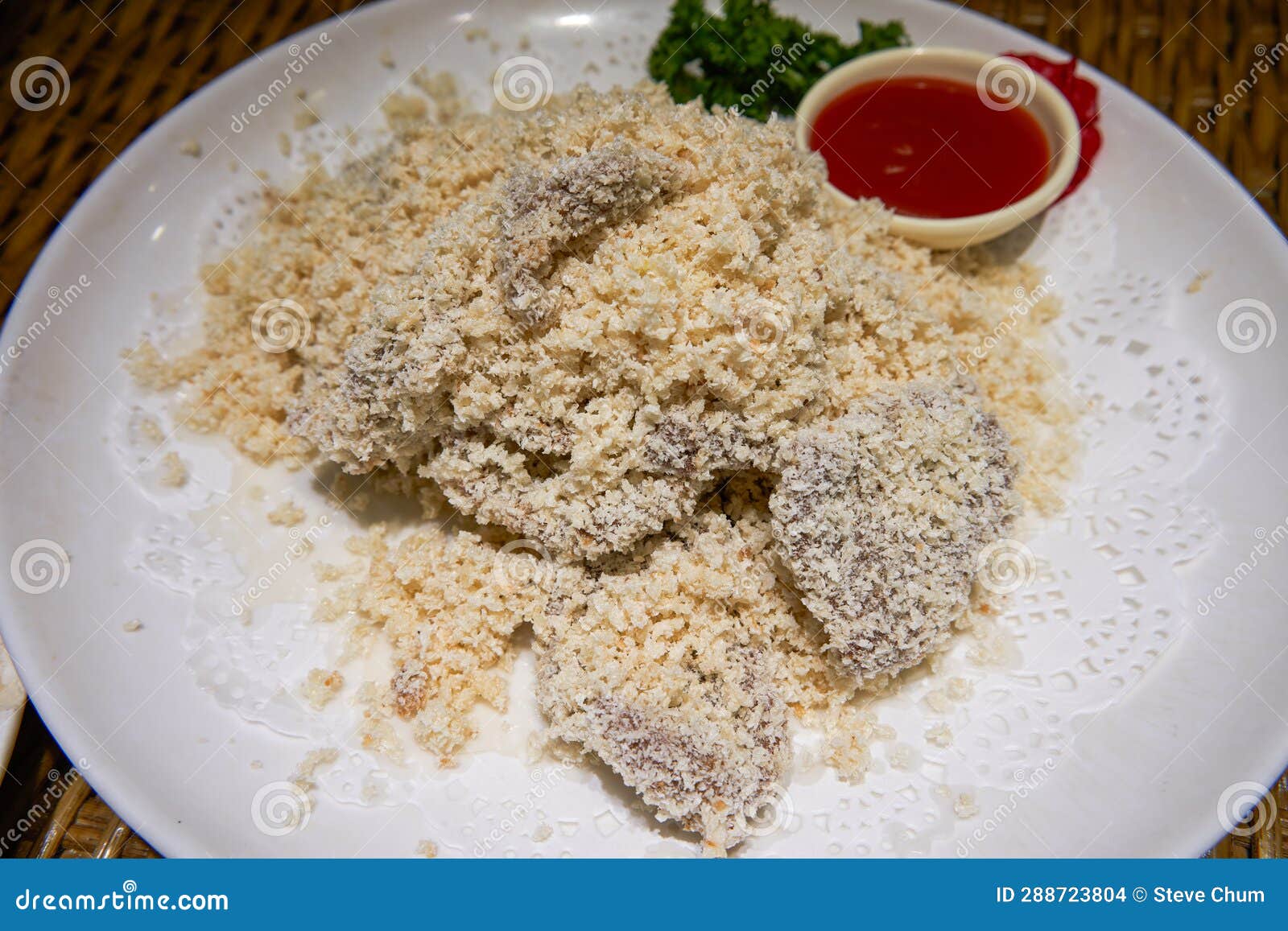 A Crispy and Delicious Snowflake Fried Beef Stock Photo - Image of beef ...