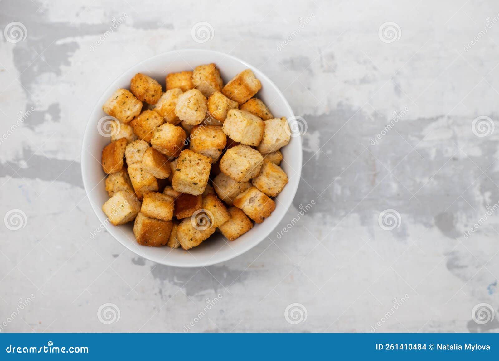 Crispy Dry Cubes of White Bread in Bowl Stock Photo - Image of cuisine ...