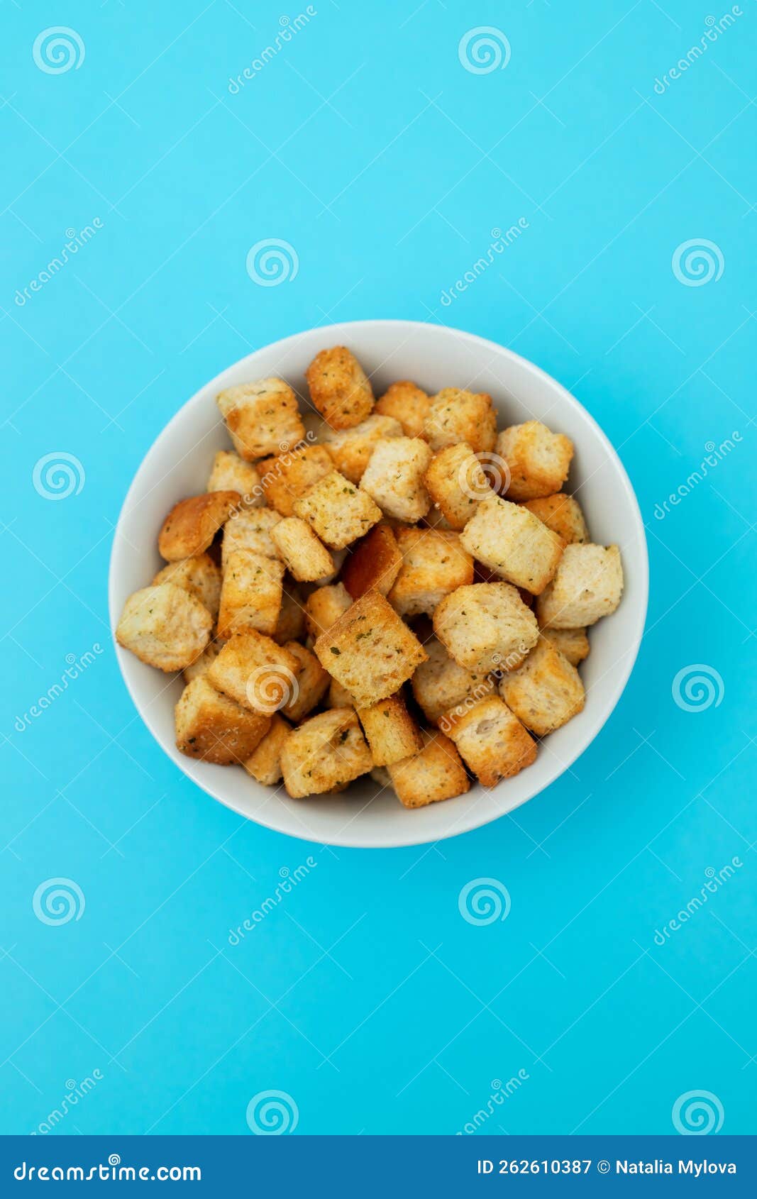 Crispy Dry Cubes of White Bread in Bowl Stock Image - Image of ...