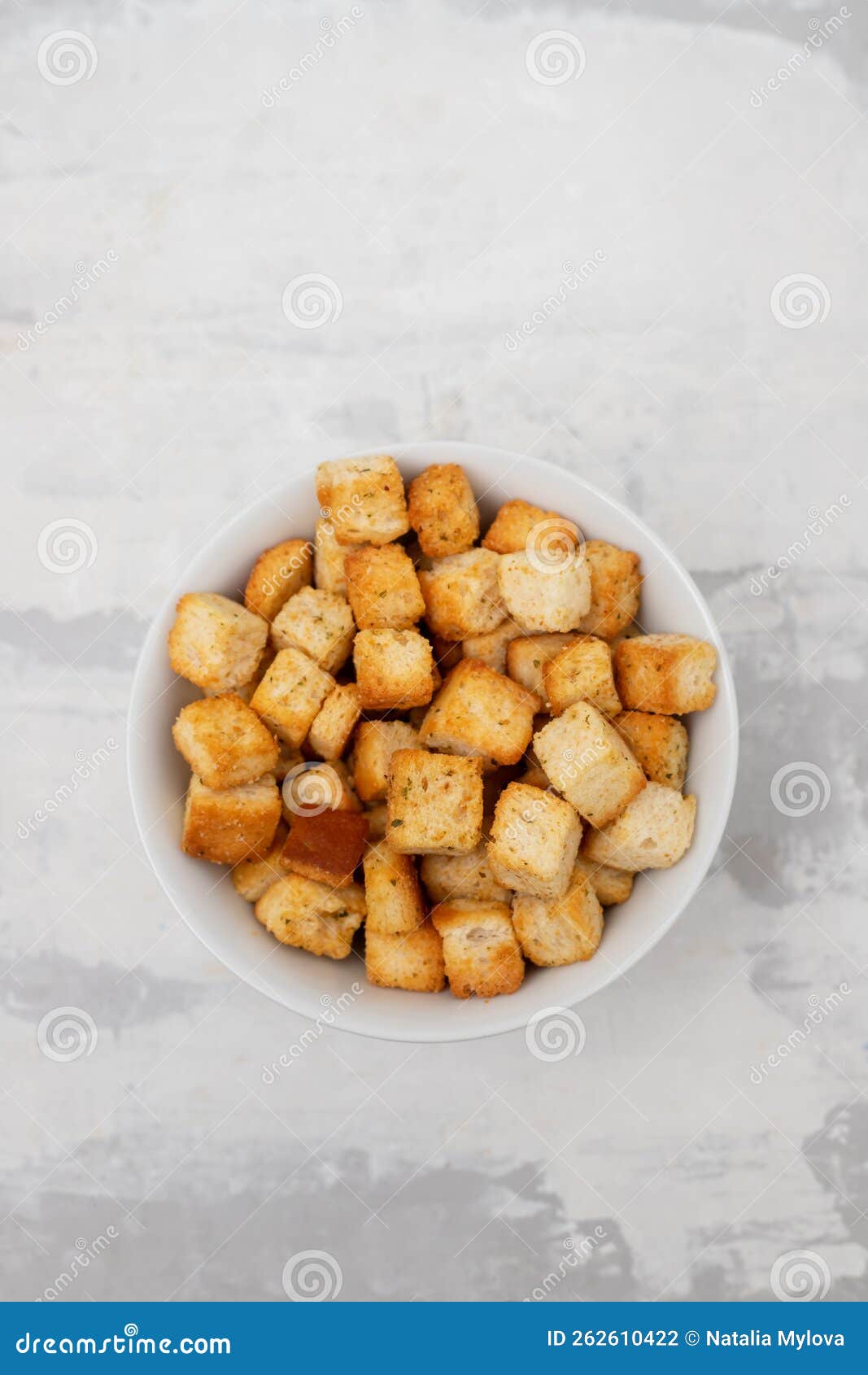 Crispy Dry Cubes of White Bread in Bowl Stock Photo - Image of gourmet ...
