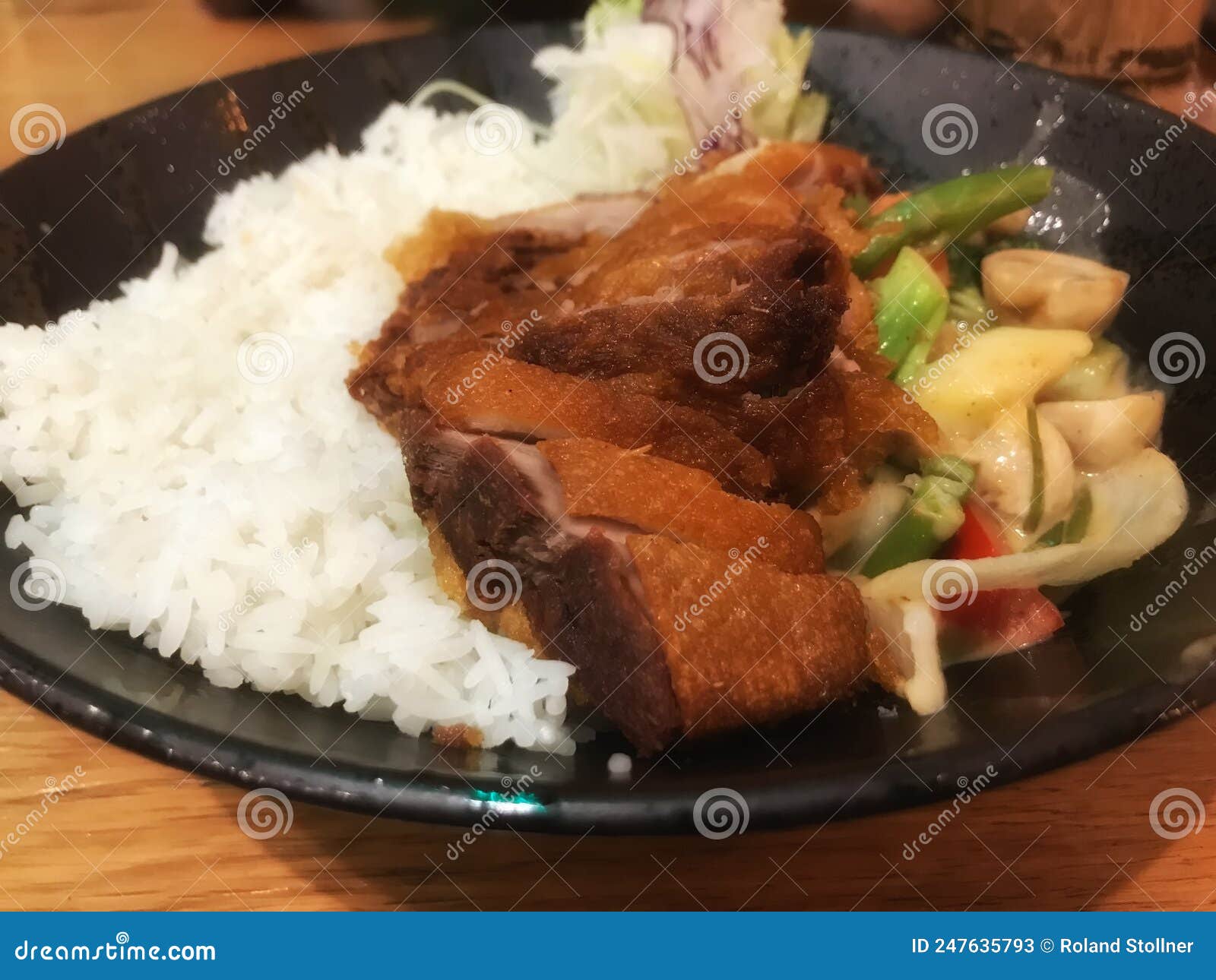 Crispy duck with rice stock image. Image of gastronomy - 247635793