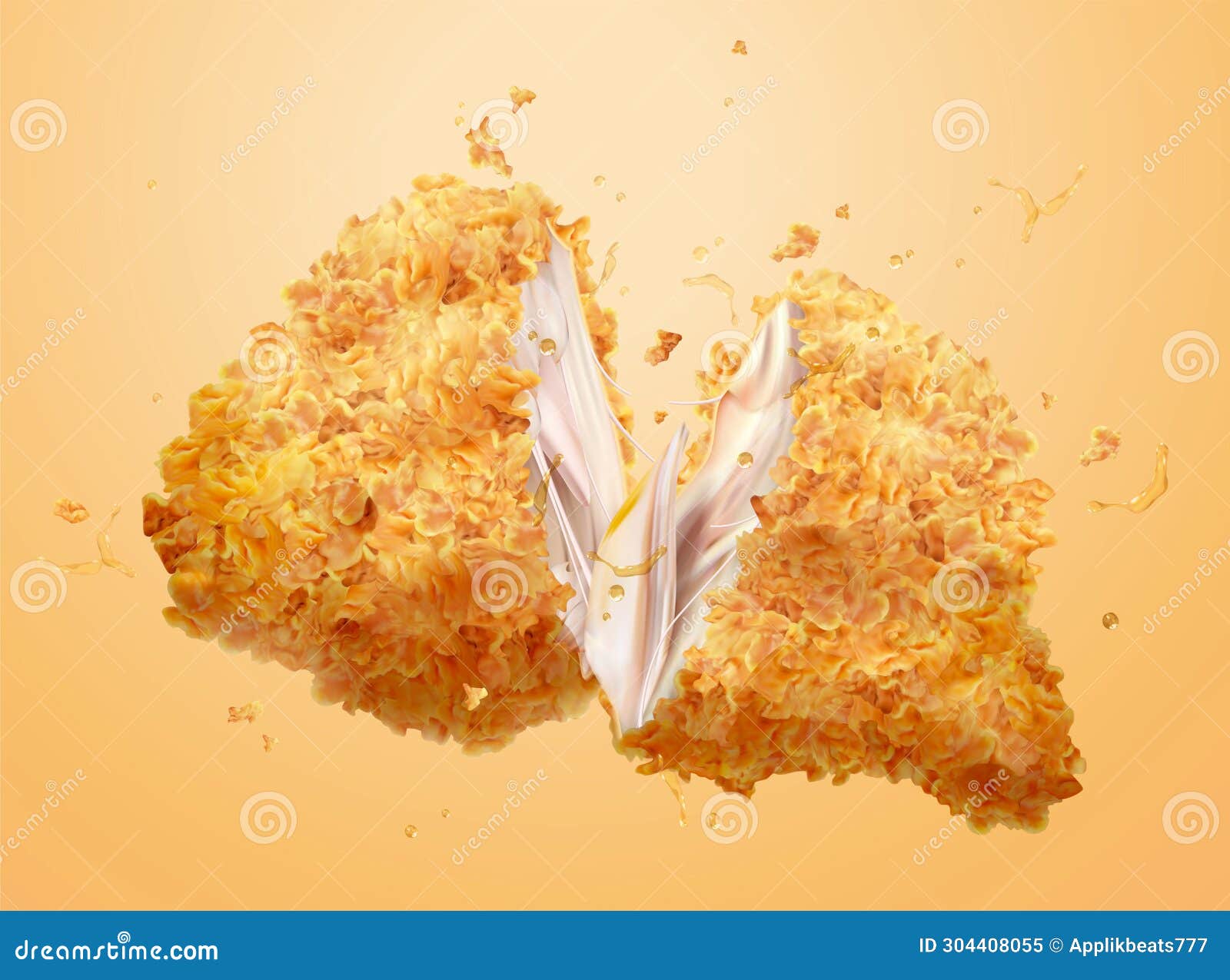 Crispy fired chicken stock vector. Illustration of food - 304408055