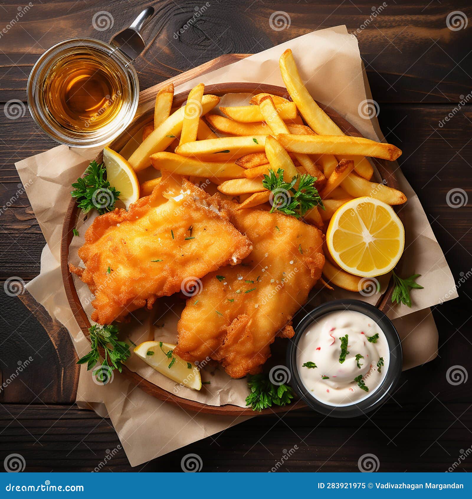 Crispy Fish and French Fries Stock Illustration - Illustration of ...