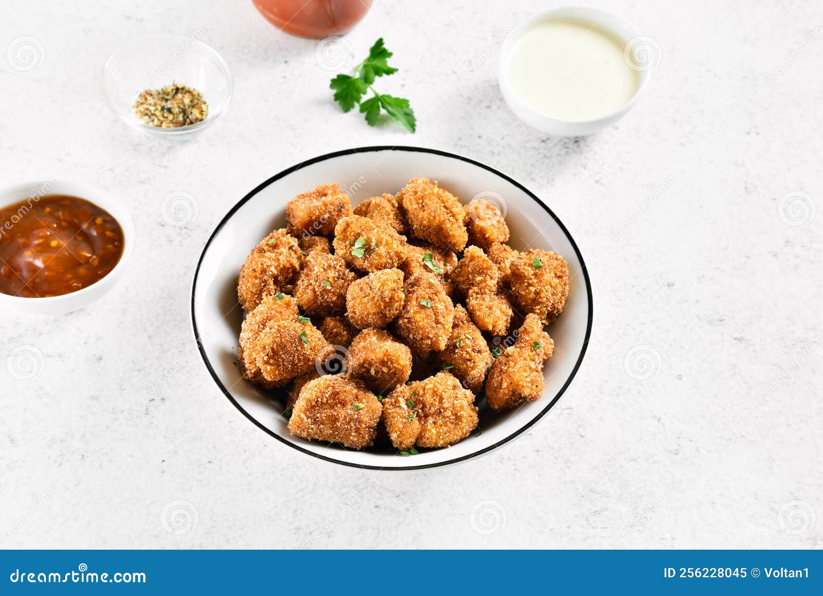 Crispy Fried Breaded Chicken Bites Stock Image Image Of Breaded