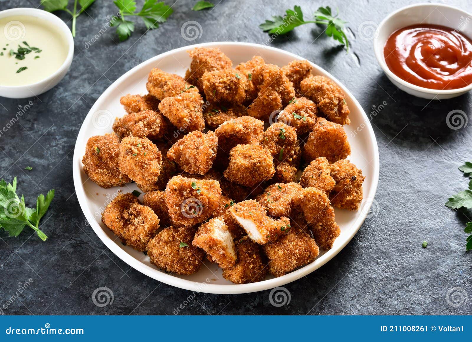 Crispy Fried Breaded Chicken Bites Stock Image Image Of Golden
