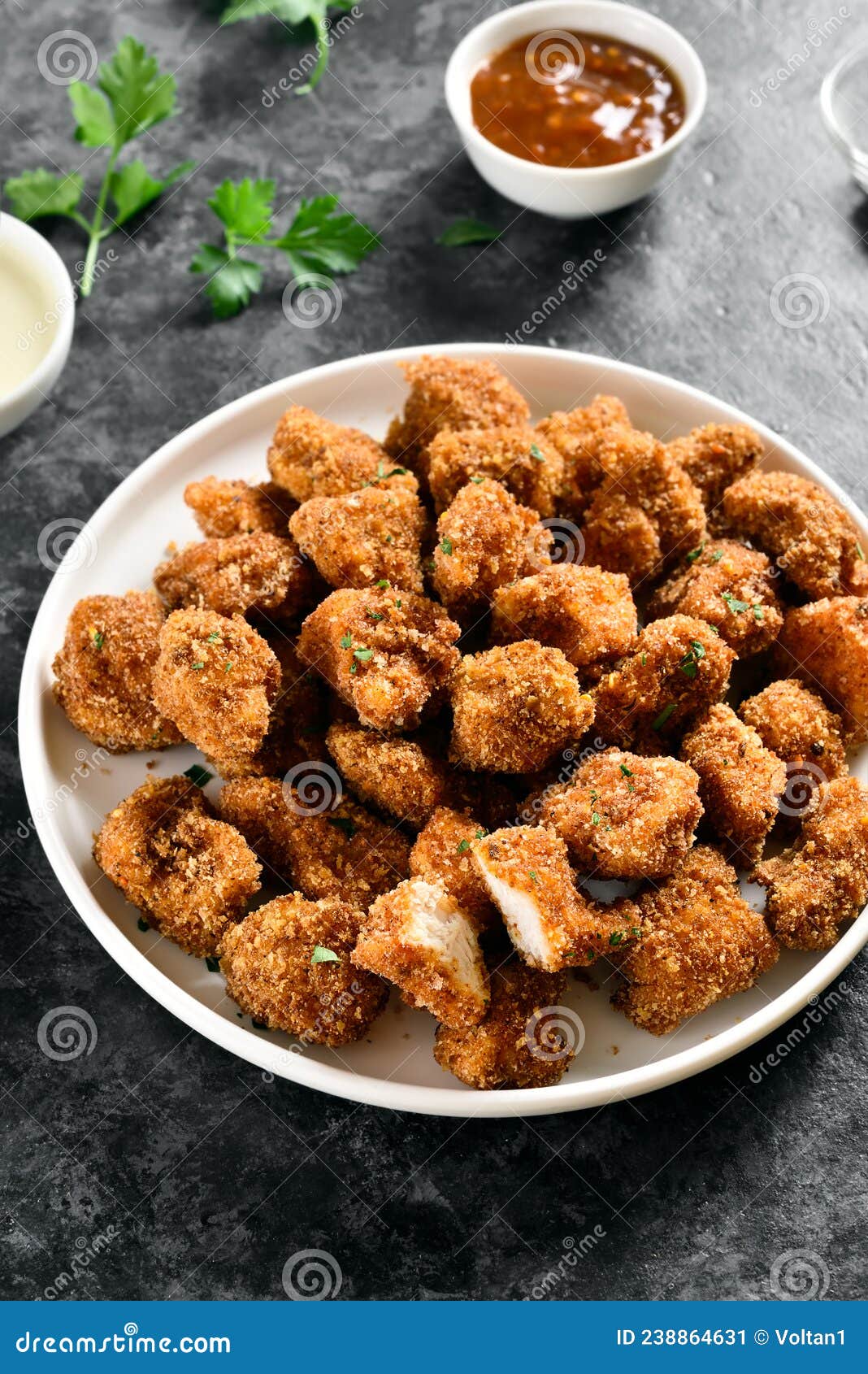 Crispy Fried Breaded Chicken Bites Stock Image Image Of Crunchy