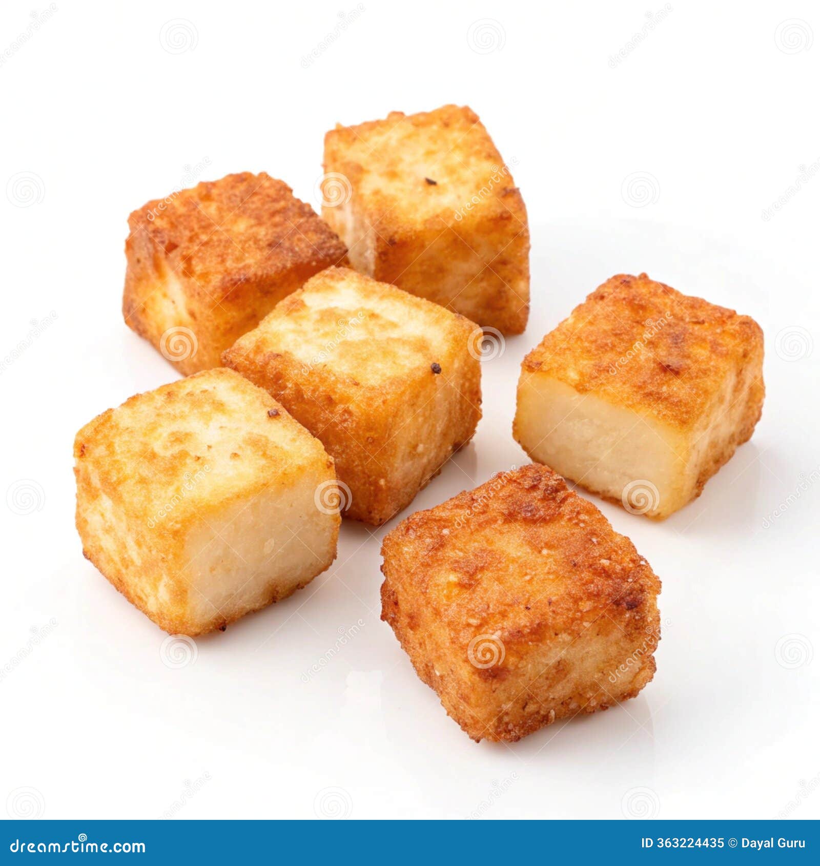 Crispy Fried Cheese Cubes Isolated on White Background Stock ...