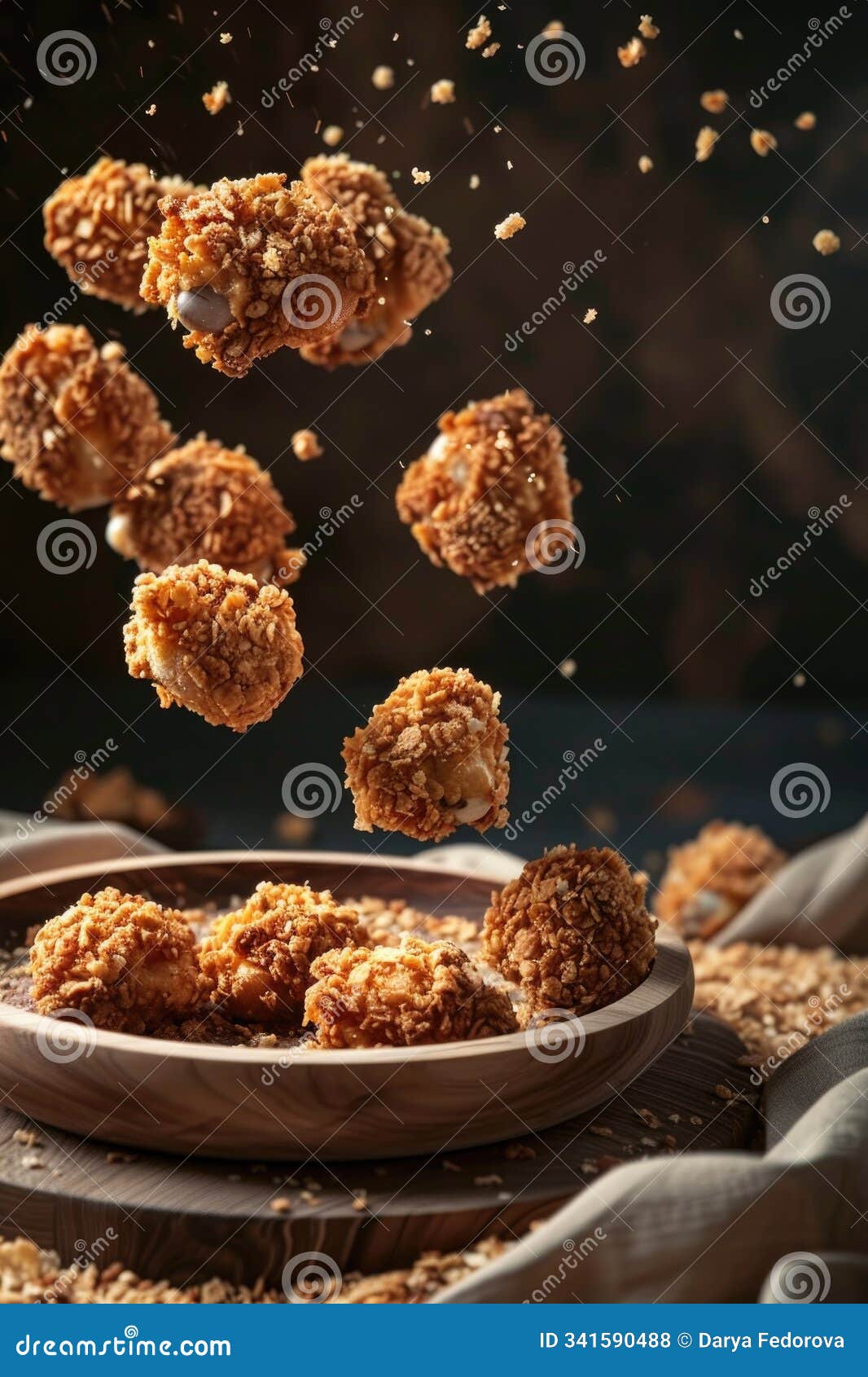 Crispy Fried Chicken Drumsticks Falling Onto a Plate with Seasoning ...