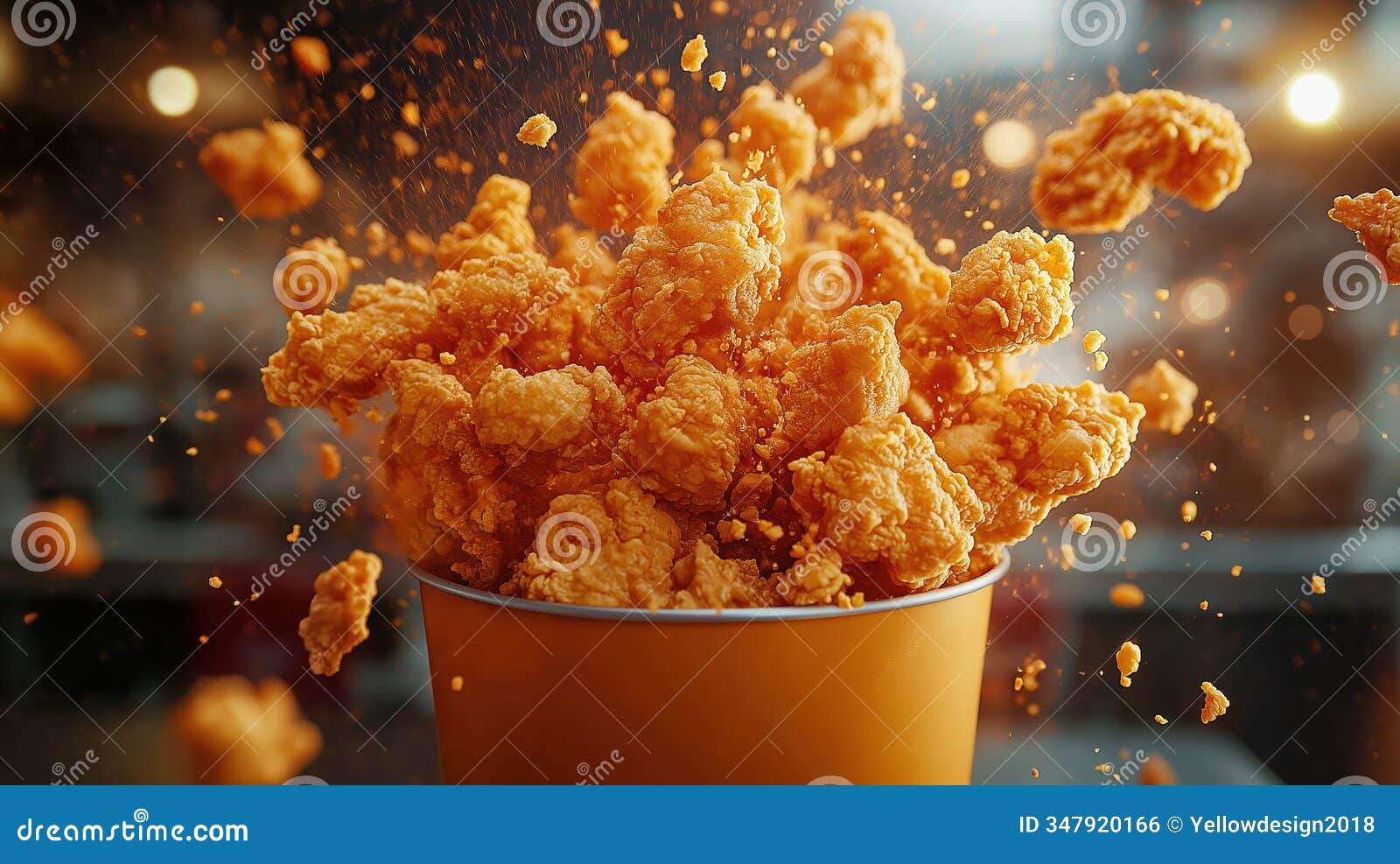 Crispy Fried Chicken Explosion with Vibrant Golden Hues and Dynamic ...