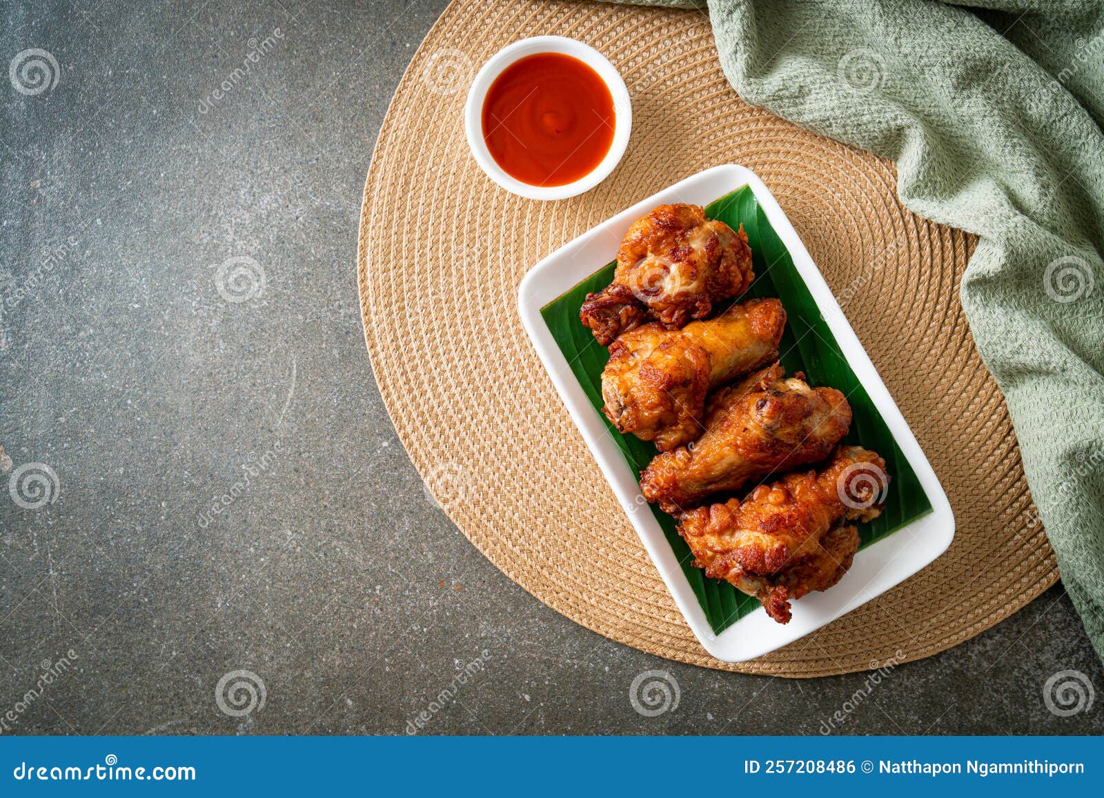 Crispy Fried Chicken with Fish Sauce Stock Photo - Image of snacks ...
